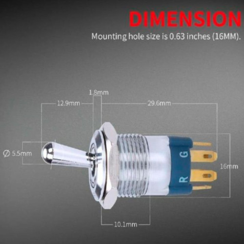 Toggle Anahtar 16mm IP67 Rgb Led Işıklı Metal - perpaexpo